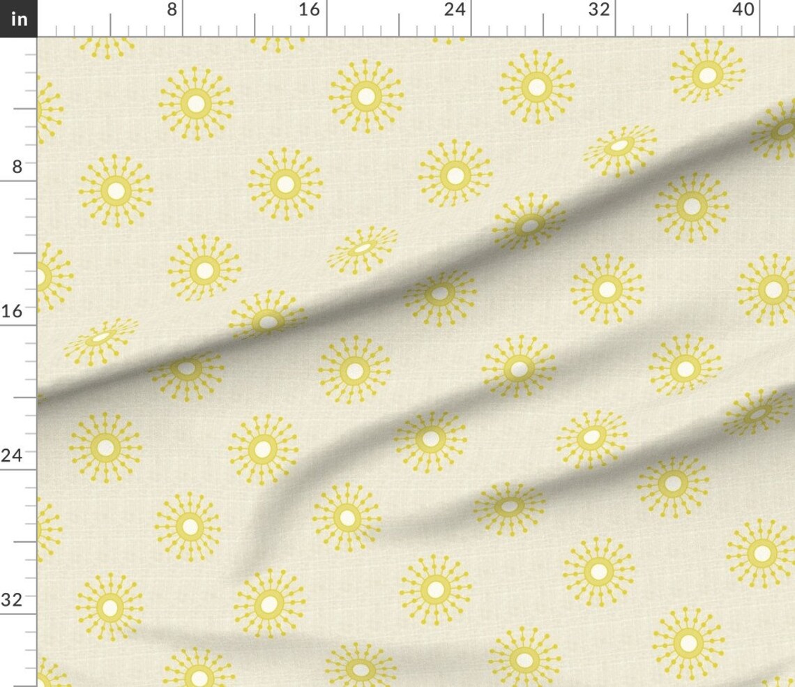 Yellow Star Bursts Fabric Star burst Sunshine By | Etsy