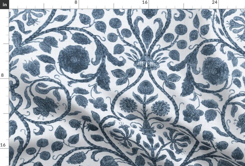 Delft Blue Upholstery Fabric- Provence Toile Blue by Willowlanetextiles ...