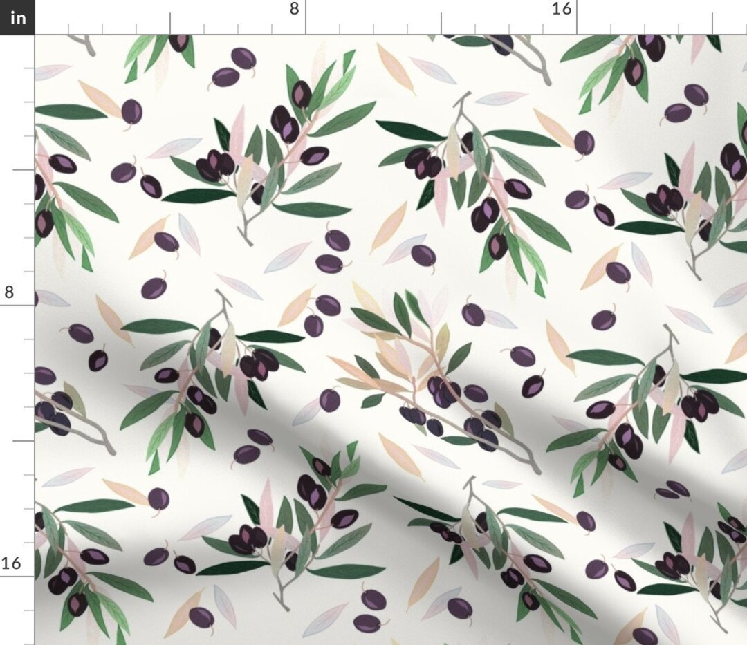 Olive Branch Fabric Olivia Sprig by Onesweetorange Green and White ...