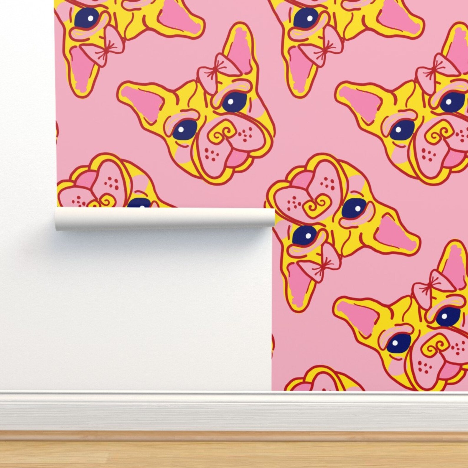 Frenchie Wallpaper Frenchie Pink by Louisemargaret French - Etsy