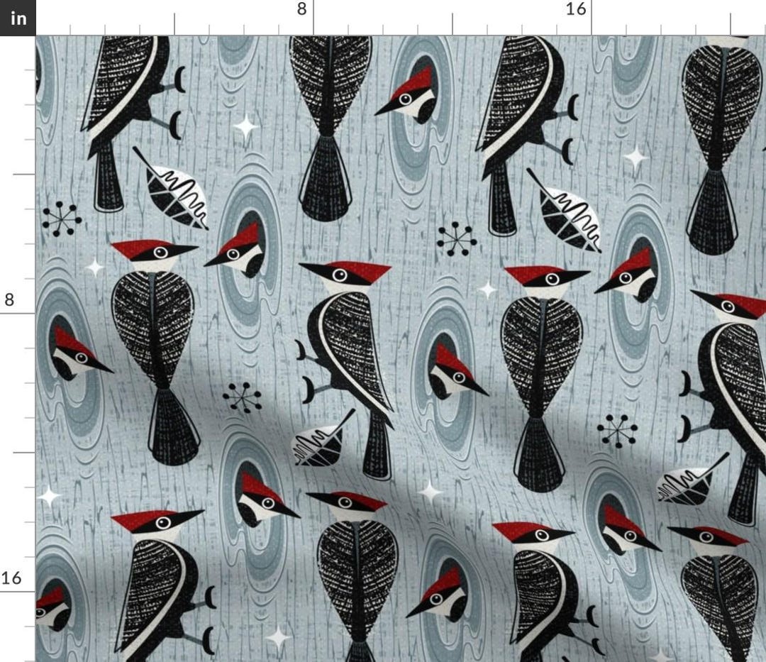 Woodpeckers Fabric Pileated Woodpeckers by Studioxtine Birds Tree Bird ...