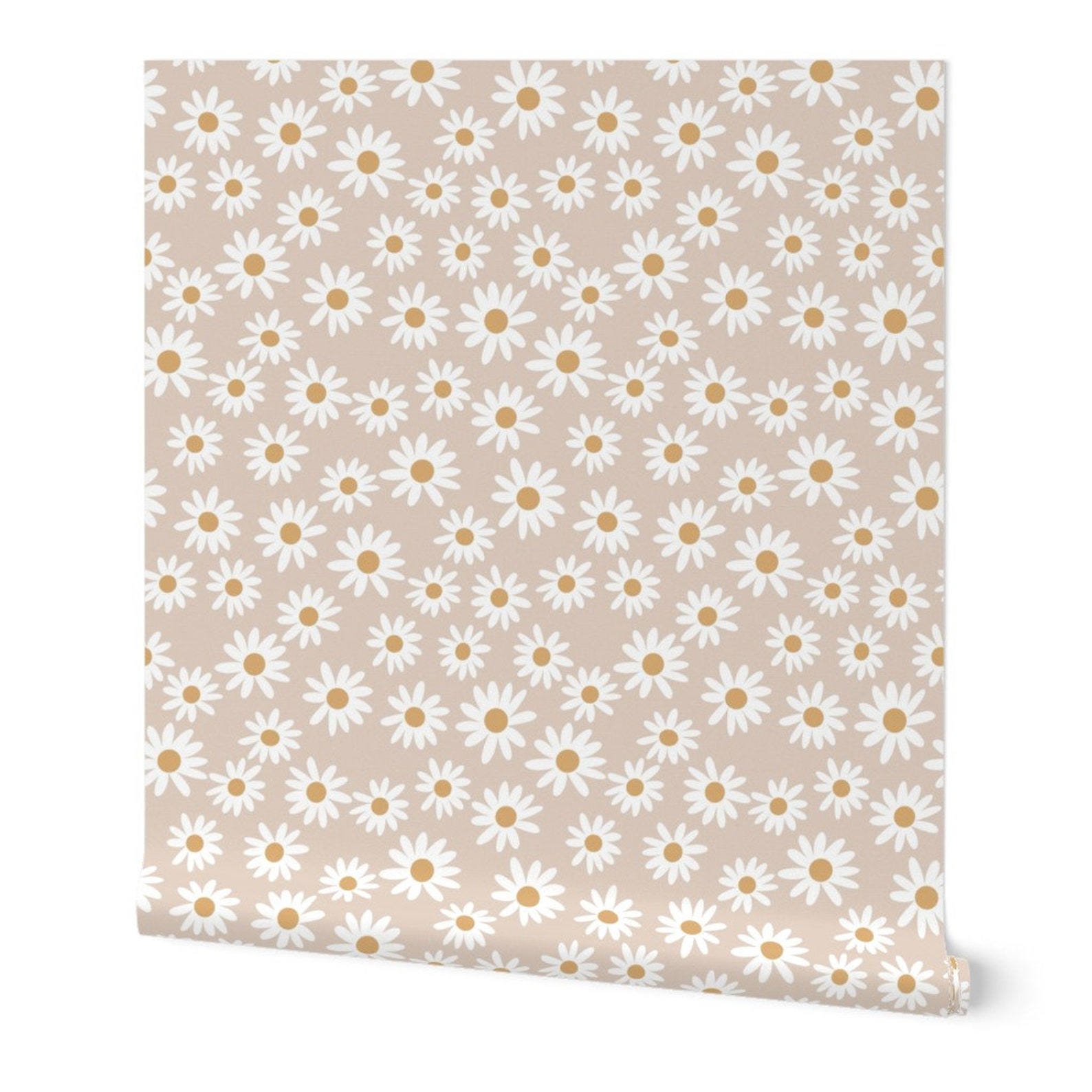 Daisy Wallpaper Daisy by Charlottewinter Beige Neutral - Etsy