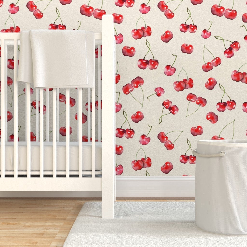 Cherries Wallpaper Cherry Pattern by Timone Cherries Fruit - Etsy