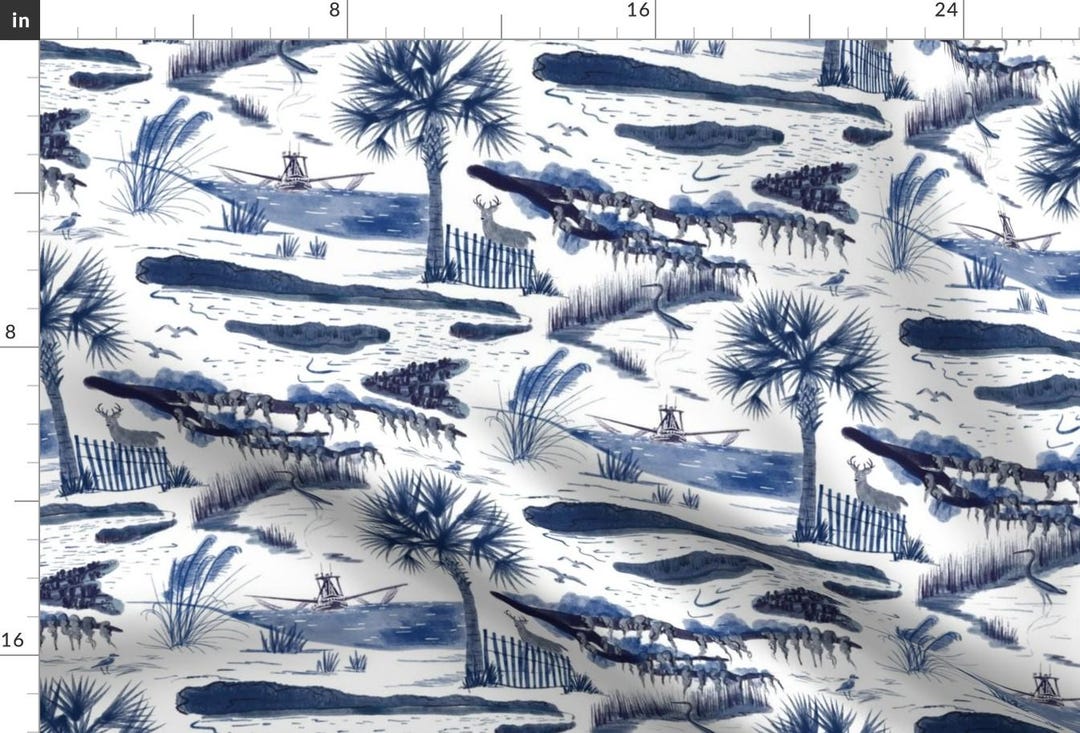 Southern Toile Fabric - Low Country by Palmettoandpinedesign - Deer ...