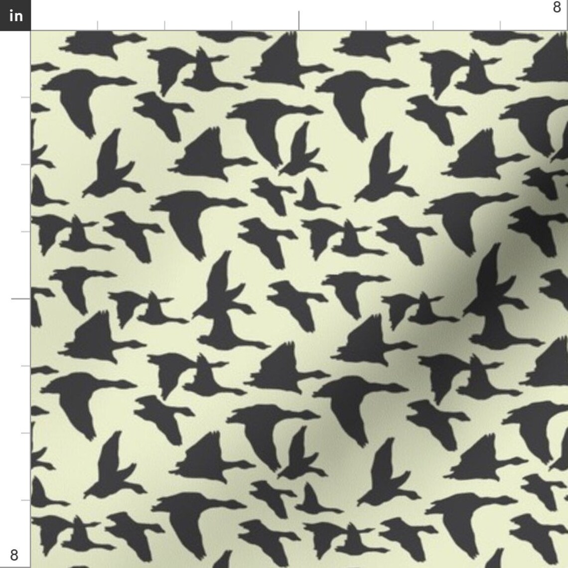 Flying Geese Fabric Birds in Flight Blue and Sage by | Etsy