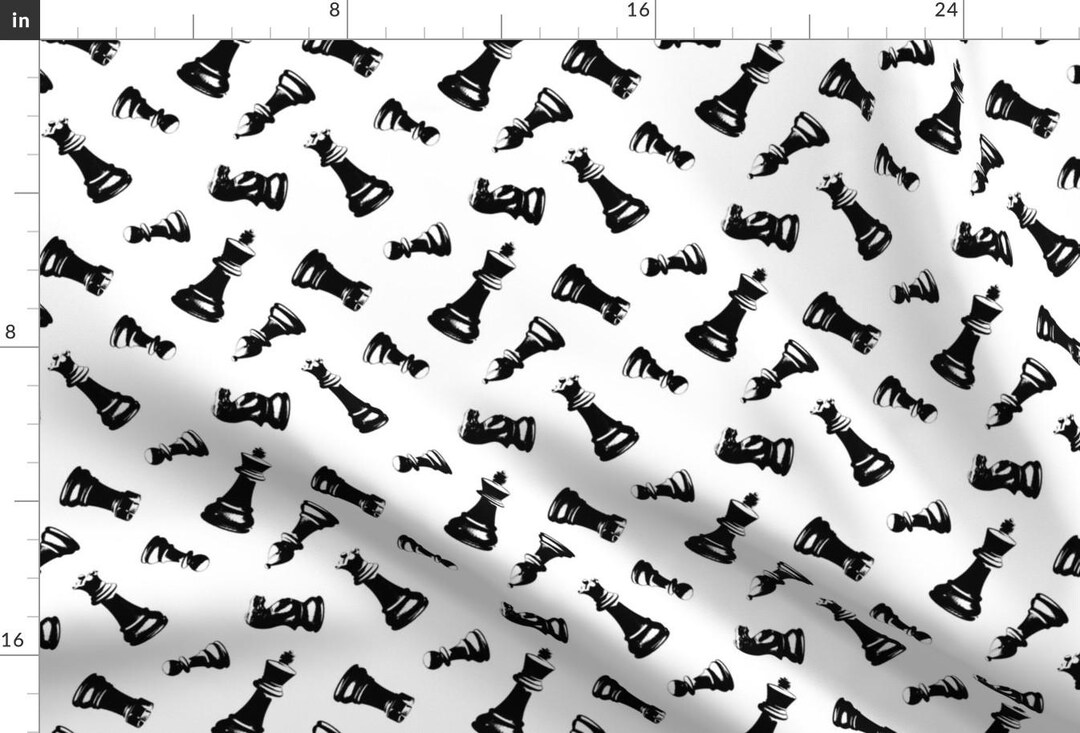 Chess Fabric 3d Chess Pieces by Thin Line Textiles Chess Pieces King ...