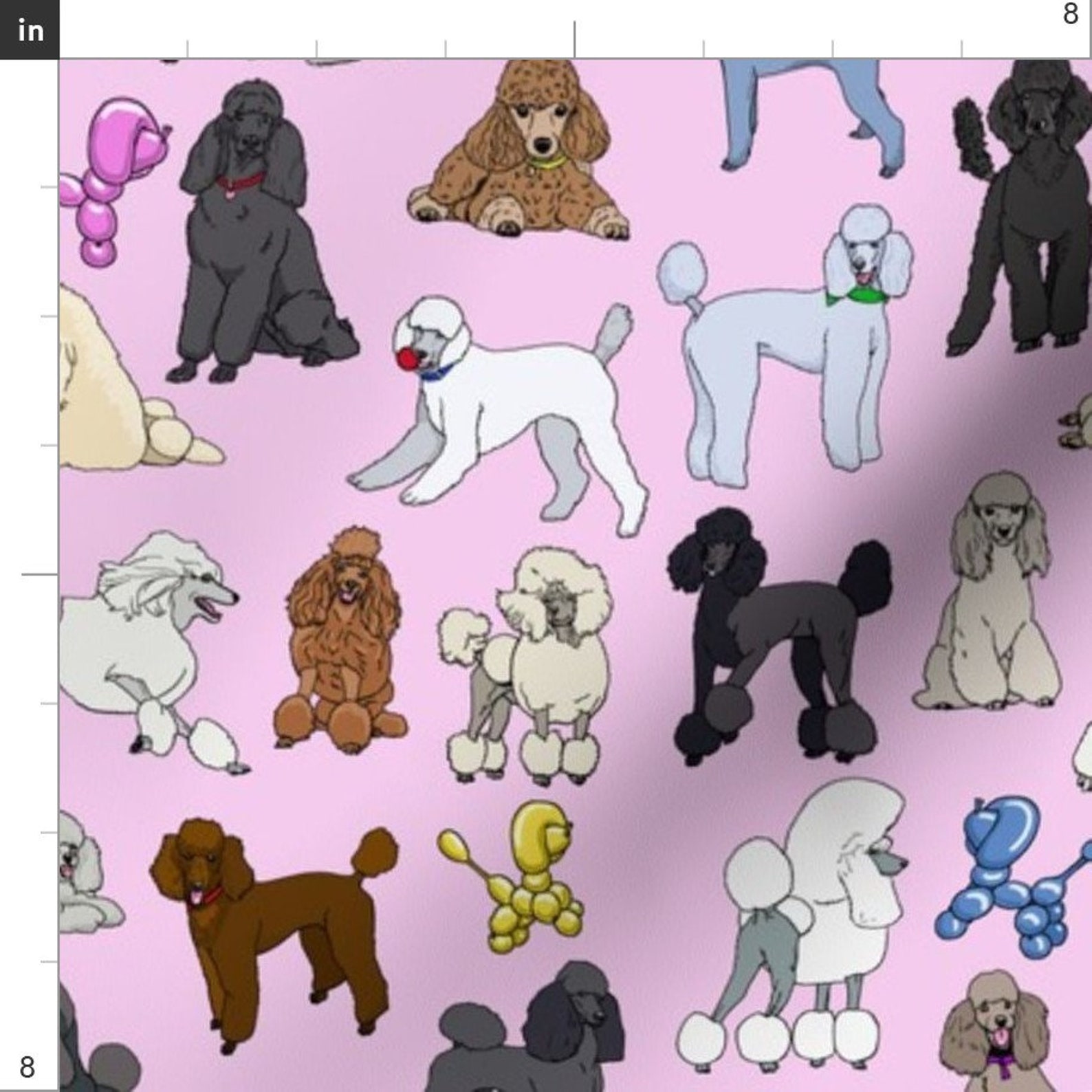 Poodle Dog Fabric Poodles Pink by Creativeworksstudios - Etsy