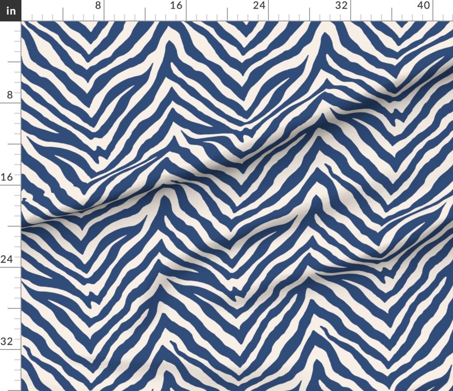 Blue Zebra Stripe Fabric Zebra in Blue by Willowlanetextiles - Etsy