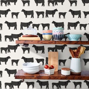 Angus Wallpaper Black Angus Fabric Cattle by Petfriendly Black Custom ...