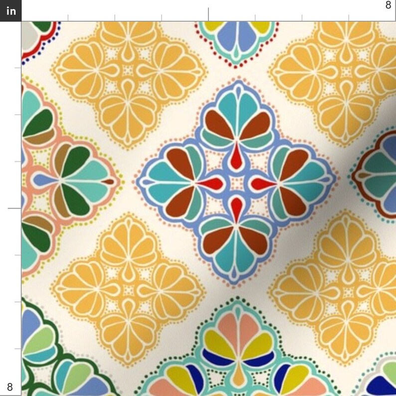 Moroccan Tiles Fabric A Sunny Day in Marrakesh by Patterista - Etsy