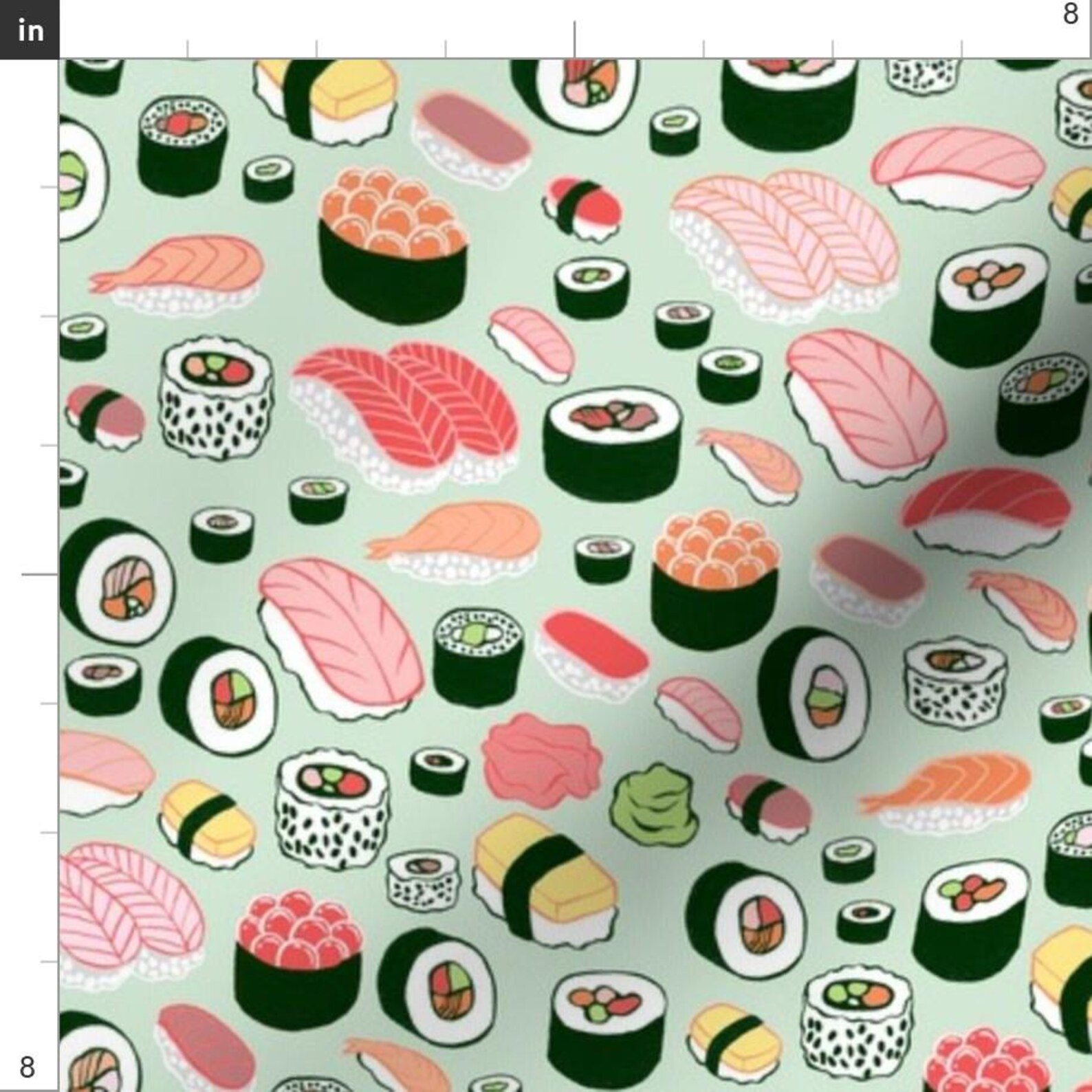 Sushi Fabric - Sushi by Kristinnohe - Japanese Food Japan Kawaii Fish ...