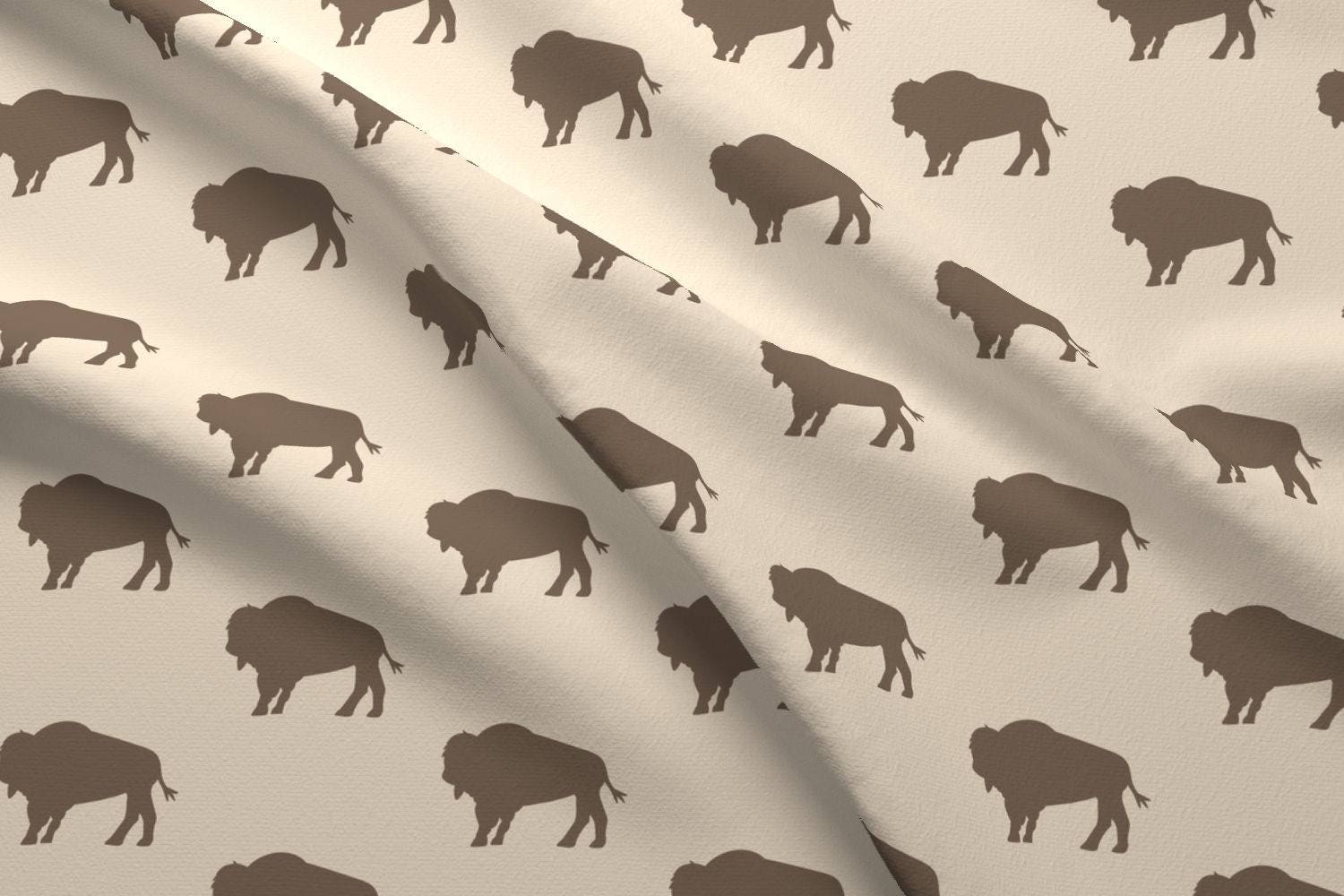 Neutral Buffalo Fabric Bison Herd Earth By Mariah Girl | Etsy