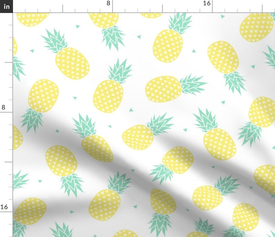 Pina Fabric Pineapple With White Background by Kimsa - Etsy