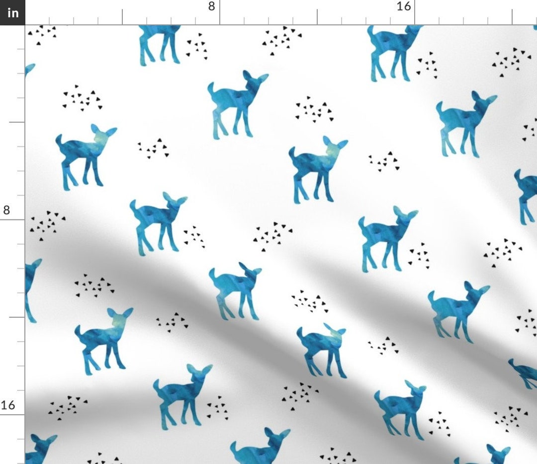 Blue Watercolor Fabric Watercolor Fawn // Blue by Littlearrowdesign ...