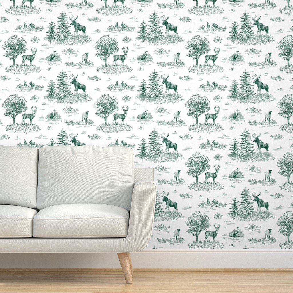 Woodland Toile Wallpaper Animals Toile De Jouy by Sveta Aho | Etsy