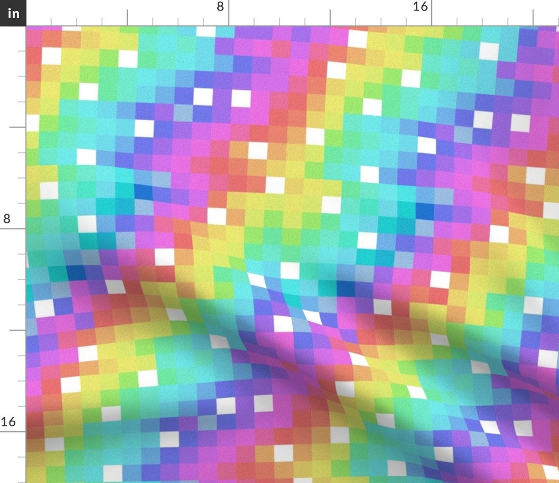 Rainbow Pixelated Tie Dye Magical Galaxy Fabric Rainbow Grid - Etsy