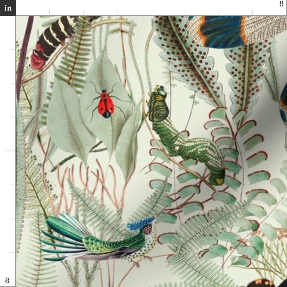 Bugs Fabric Beauty Underfoot by Down River Homegoods Green | Etsy