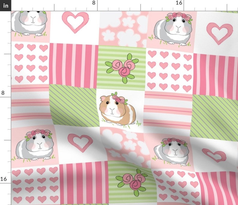 Guinea Pig Cheater Quilt Fabric Pink Guinea-pigs-wholecloth - Etsy