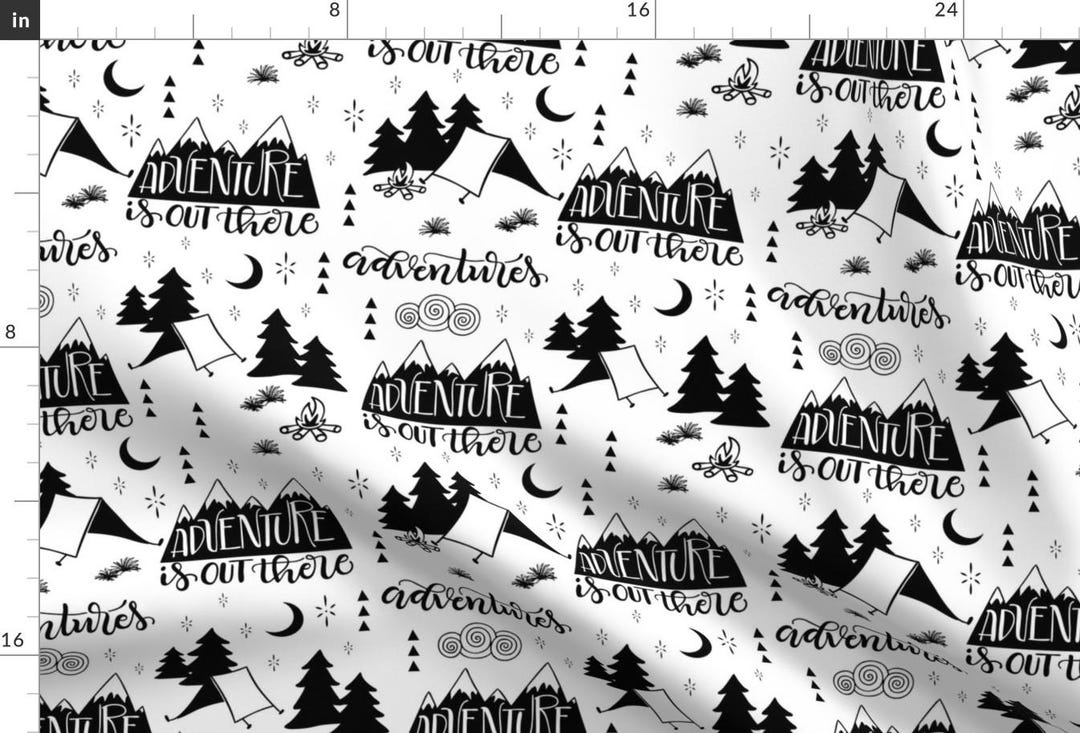 Adventure Fabric - Adventure is Out There - Black and White by ...