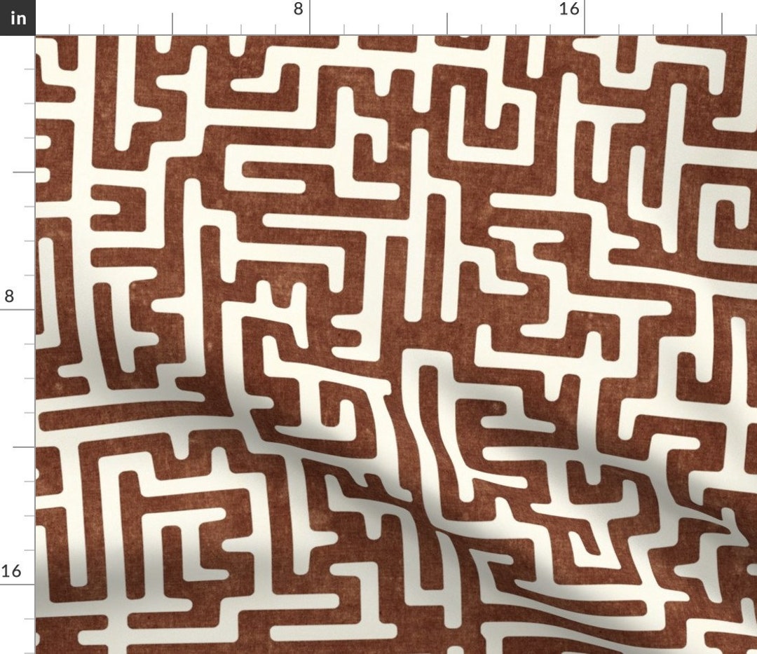 Maze Brown Fabric Maze Mud Cloth Tribal in Brandywine Lad19 by ...