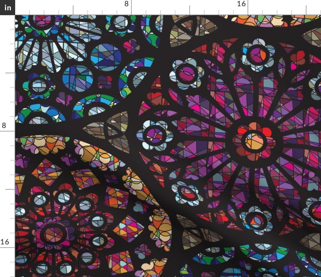 Colorful Stained Glass Fabric Stained Glass Rose Windows by Sammyk ...