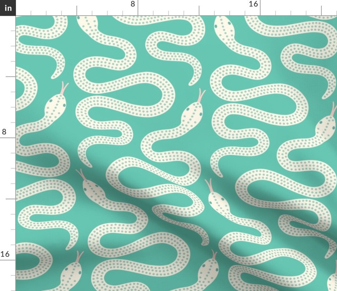 Snakes Fabric Serpentine Jade And Ivory by pippa_shaw Reptiles Aqua ...