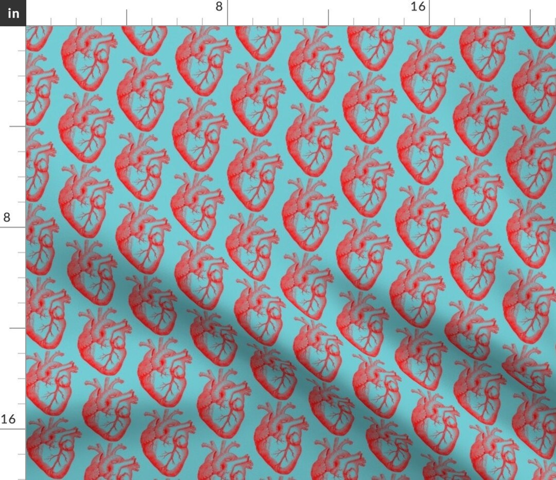 Anatomical Heart Fabric Anatomic Love By Stellarevolutiondesigns Red ...