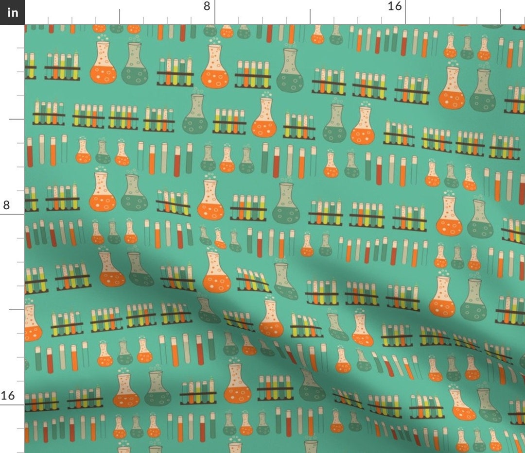 Teal Chemistry Lab Fabric Chemistry Lab on Teal by Kociara - Etsy