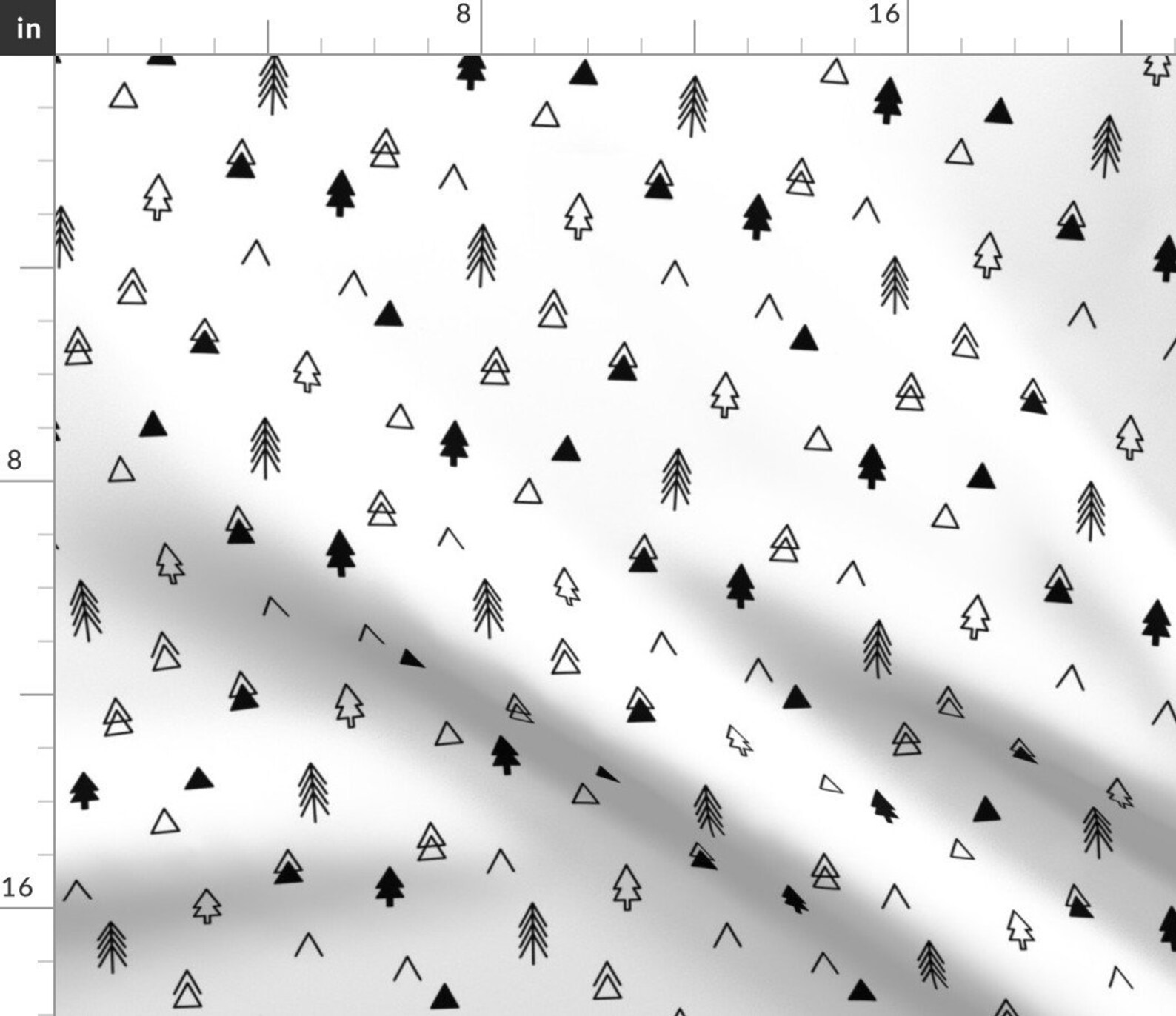 Black and White Fabric Trees Black on White Scattered by - Etsy
