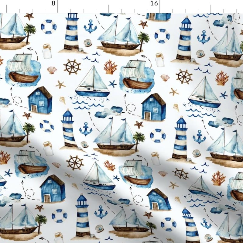 Nautical Fabric by the Yard - Etsy