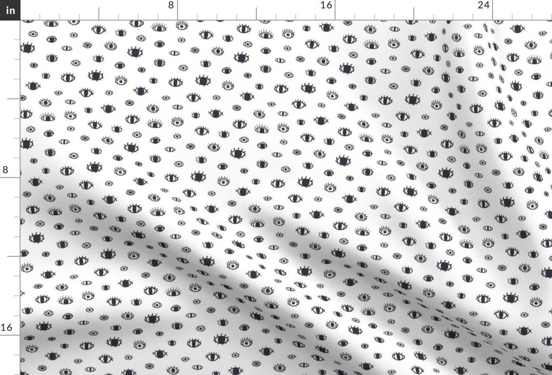 Eyes Fabric - Eyes by Stolenpencil - Black and White Eyeballs Cotton ...