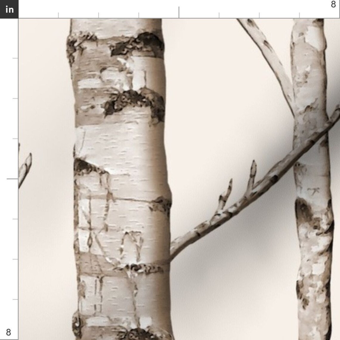 Woodland Fabric Birch Grove Fabric in Greige and Rich Cream - Etsy