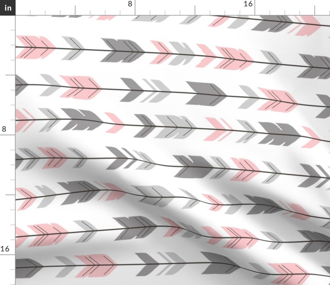 Arrow Fabric Arrow Feather Grey/pink Rotated Meadow - Etsy