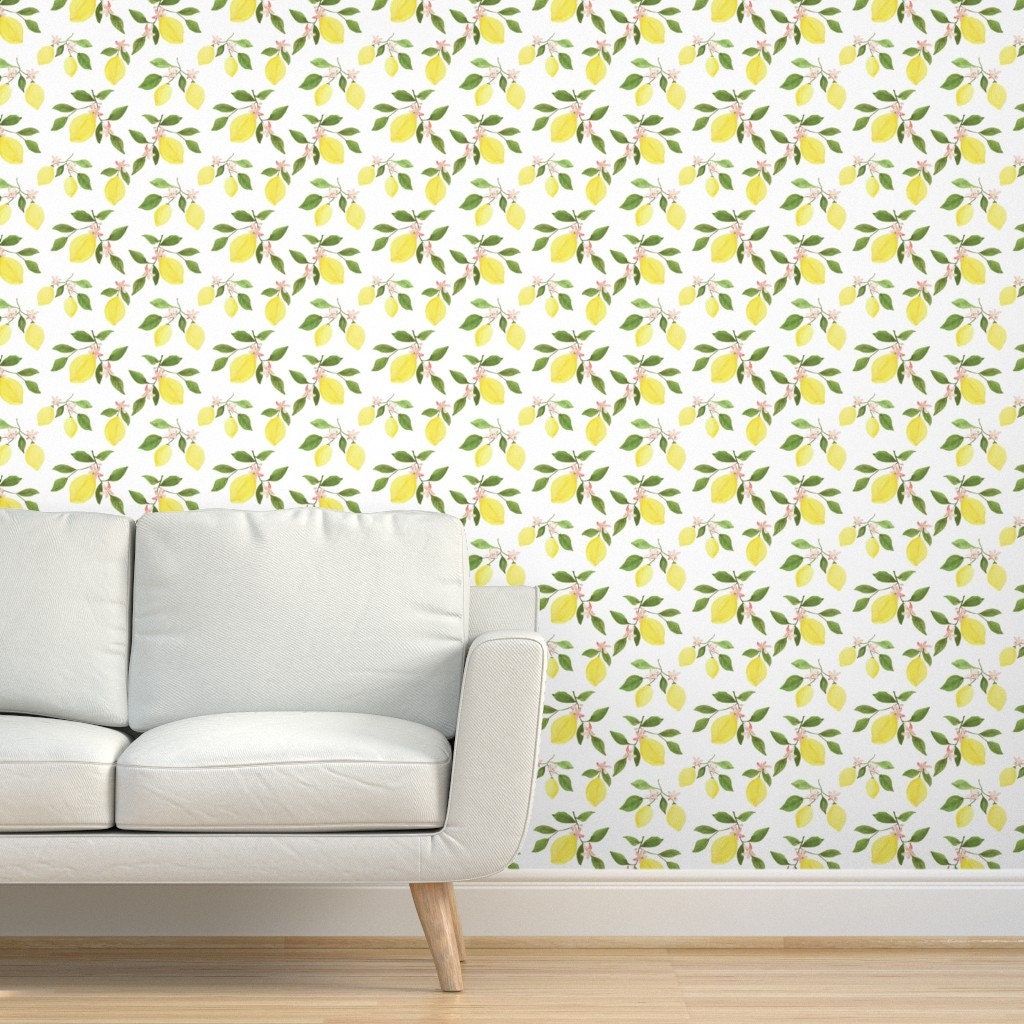 Lemon Wallpaper Make Lemonade by Mintpeony Lemon Citrus | Etsy