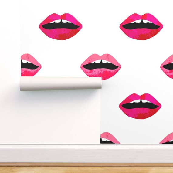 Lips Wallpaper Love Lipstick Print by Charlottewinter Lips - Etsy