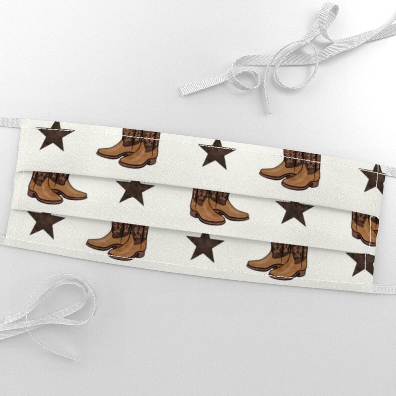 Cowboy Boots Fabric Cowboy Boots Brown Stars by - Etsy