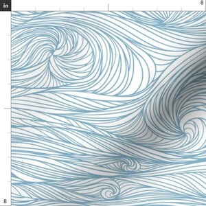 Blue Waves Sketch Fabric - Waves by Innaogando - Blue Ocean Lines ...