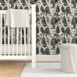 Sasquatch Removable Peel and Stick Wallpaper - Black Bigfoot Yeti ...
