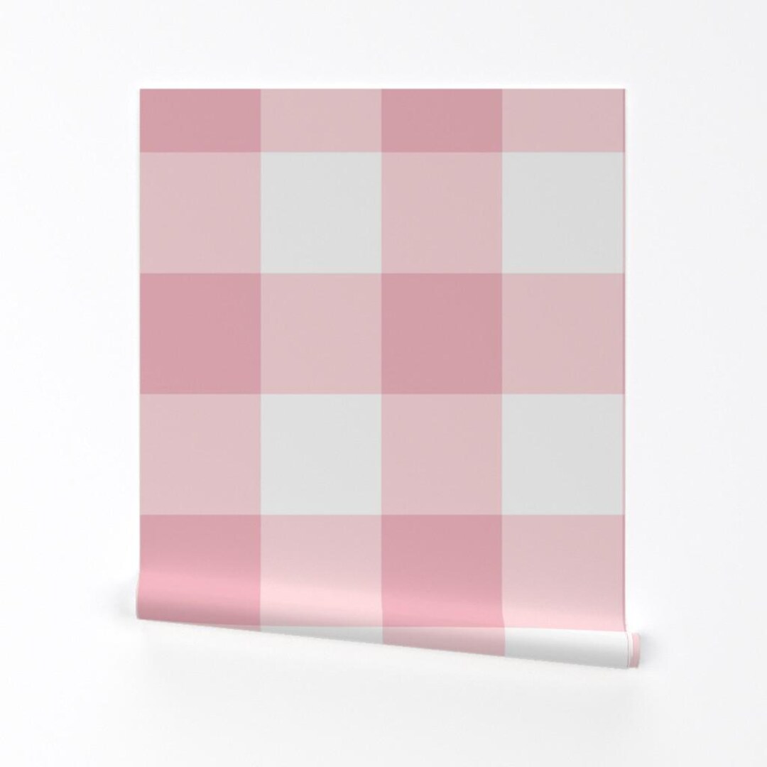 Pink Removable Peel and Stick Wallpaper - Retro Gingham Check Fun ...