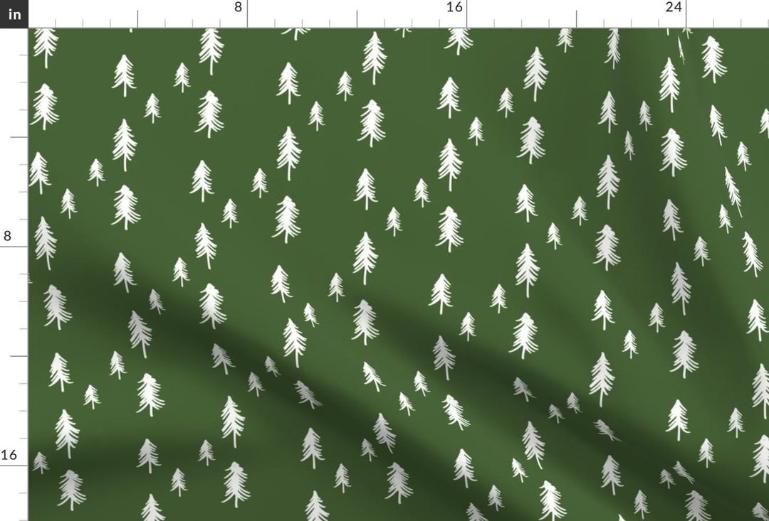 Pine Tree Fabric - Pine Tree - Green by Mulberry Tree - Pine Tree Green ...