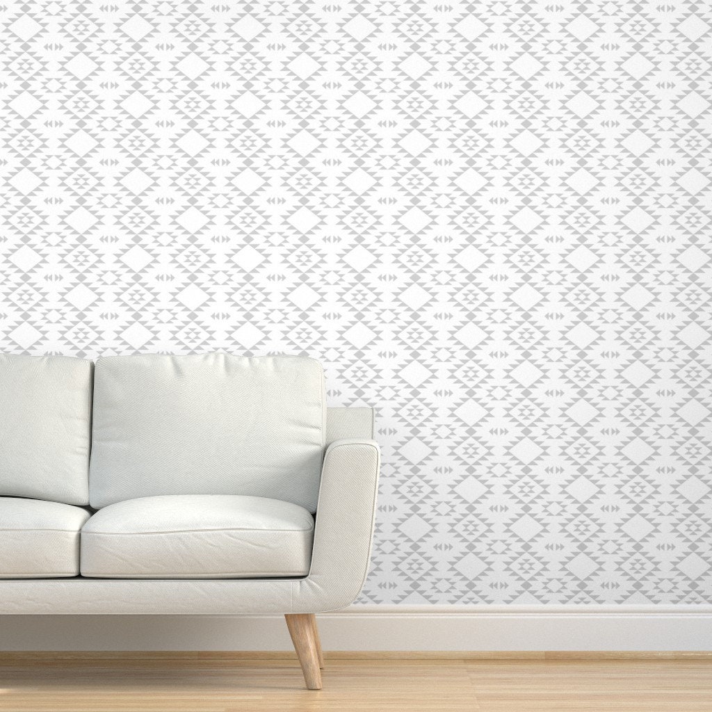 Navajo Wallpaper Navajo Gray by Kimsa Navajo Aztec Gray - Etsy