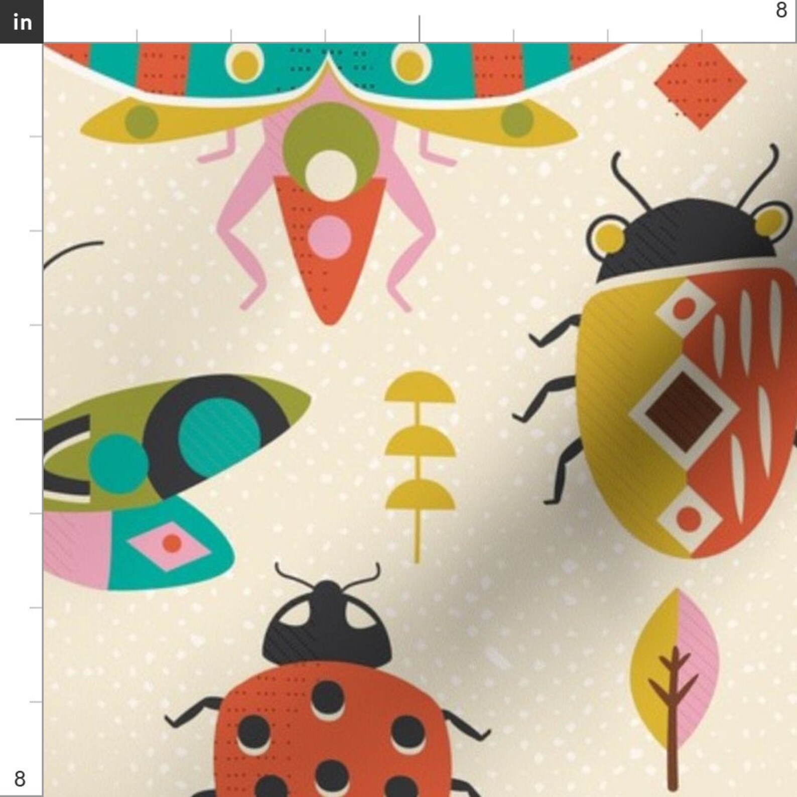 Retro Bugs Fabric Mid Century Bugs Large Scale by Sally - Etsy