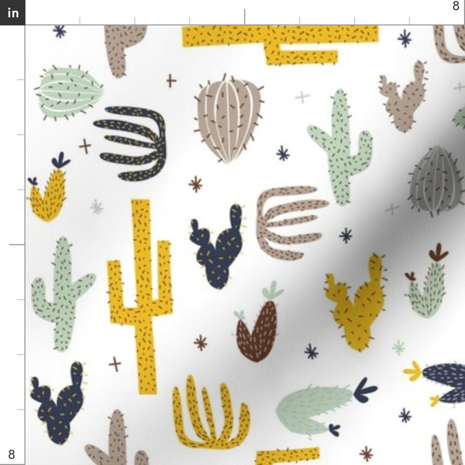 Cactus Fabric - Cactus by Laurawrightstudio - Mint and Mustard ...