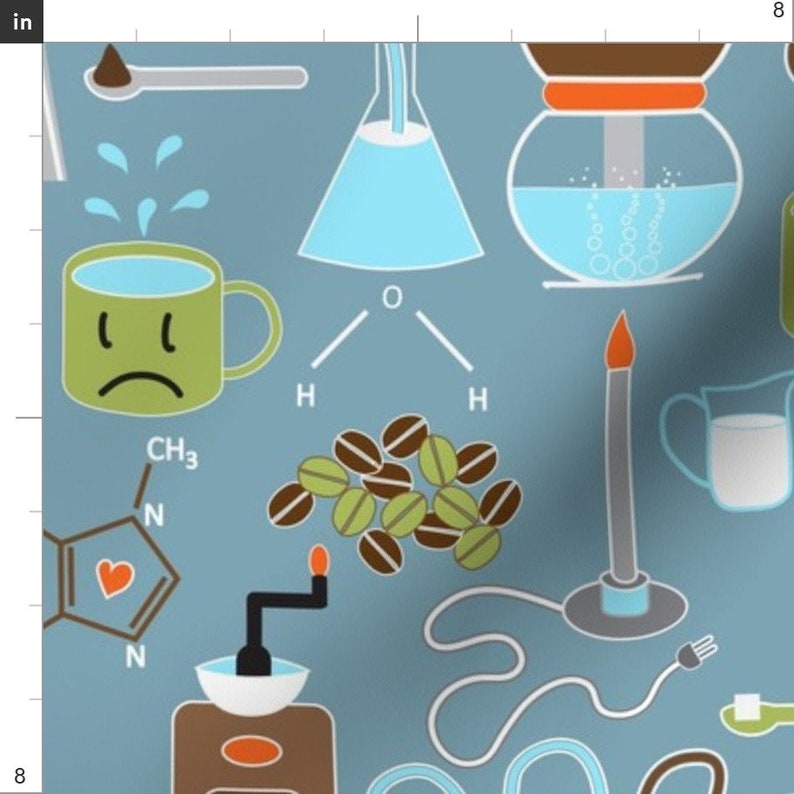Coffee Science Fabric Does Coffee Morning Happiness by - Etsy