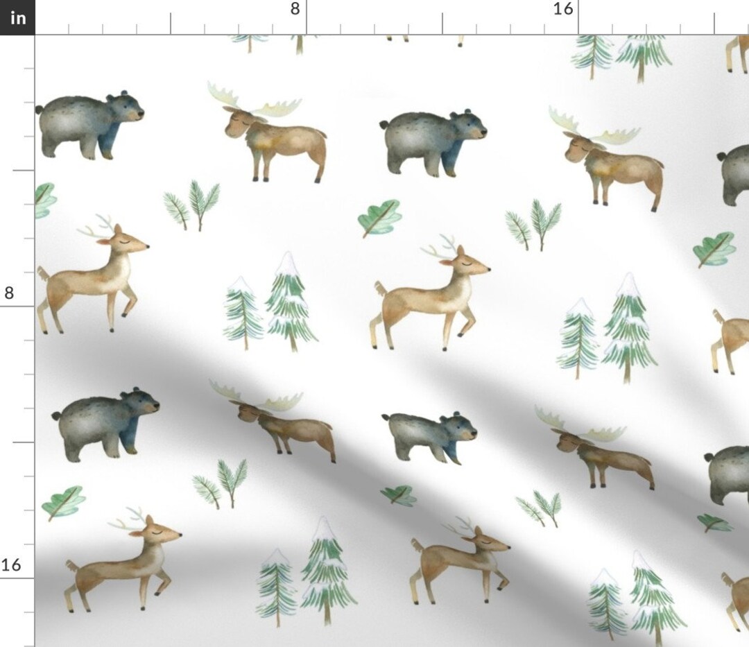 Forest Animals Fabric Watercolor Woodland by Hipkiddesigns - Etsy