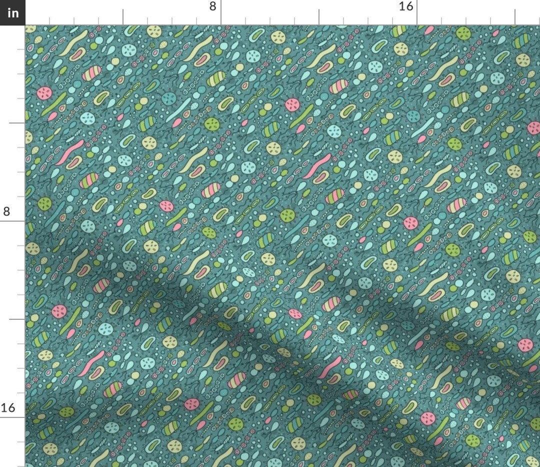 Bacteria Fabric Microbes, Bacteria and Germs by Kostolom3000 Blue Teal ...