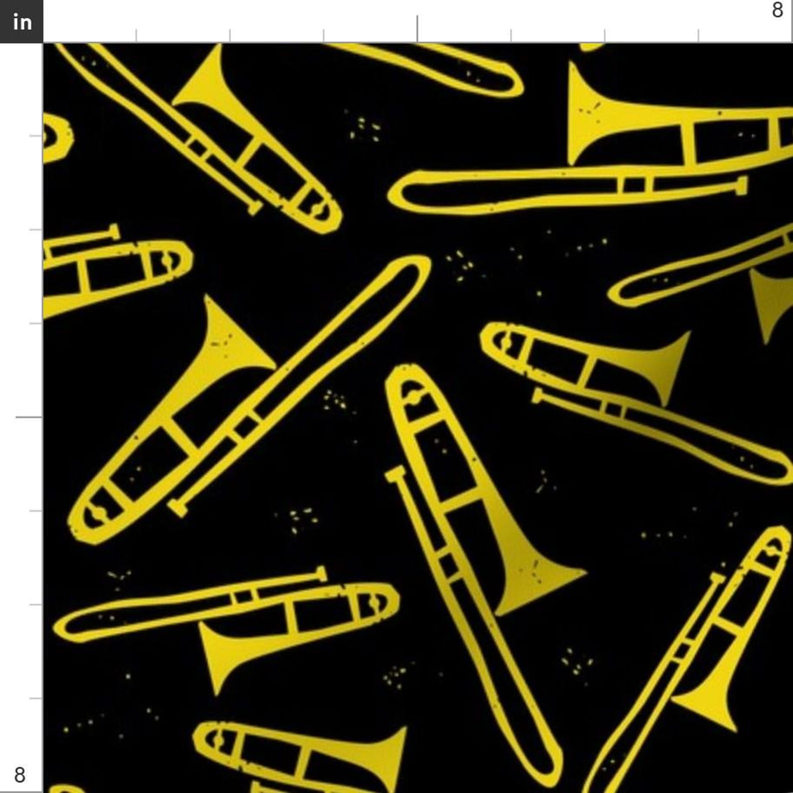 Trombone Fabric - 76 Trombones by Jenimp - Black and Yellow Trombone ...