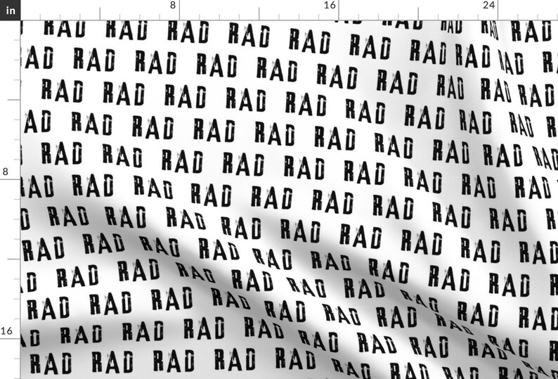 Rad Fabric Rad Black and White Typography Fabric By Little | Etsy