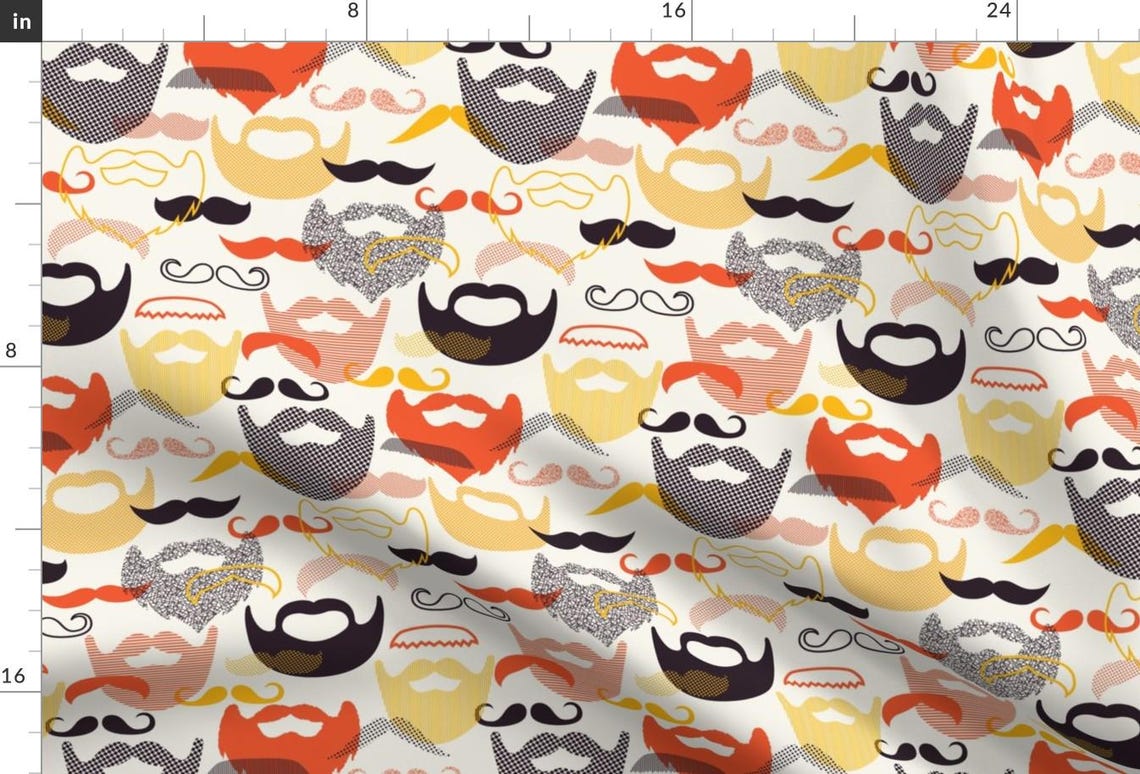 Beard + Mustache Fabric - Modstache and Beards by Katerhees - Mod ...