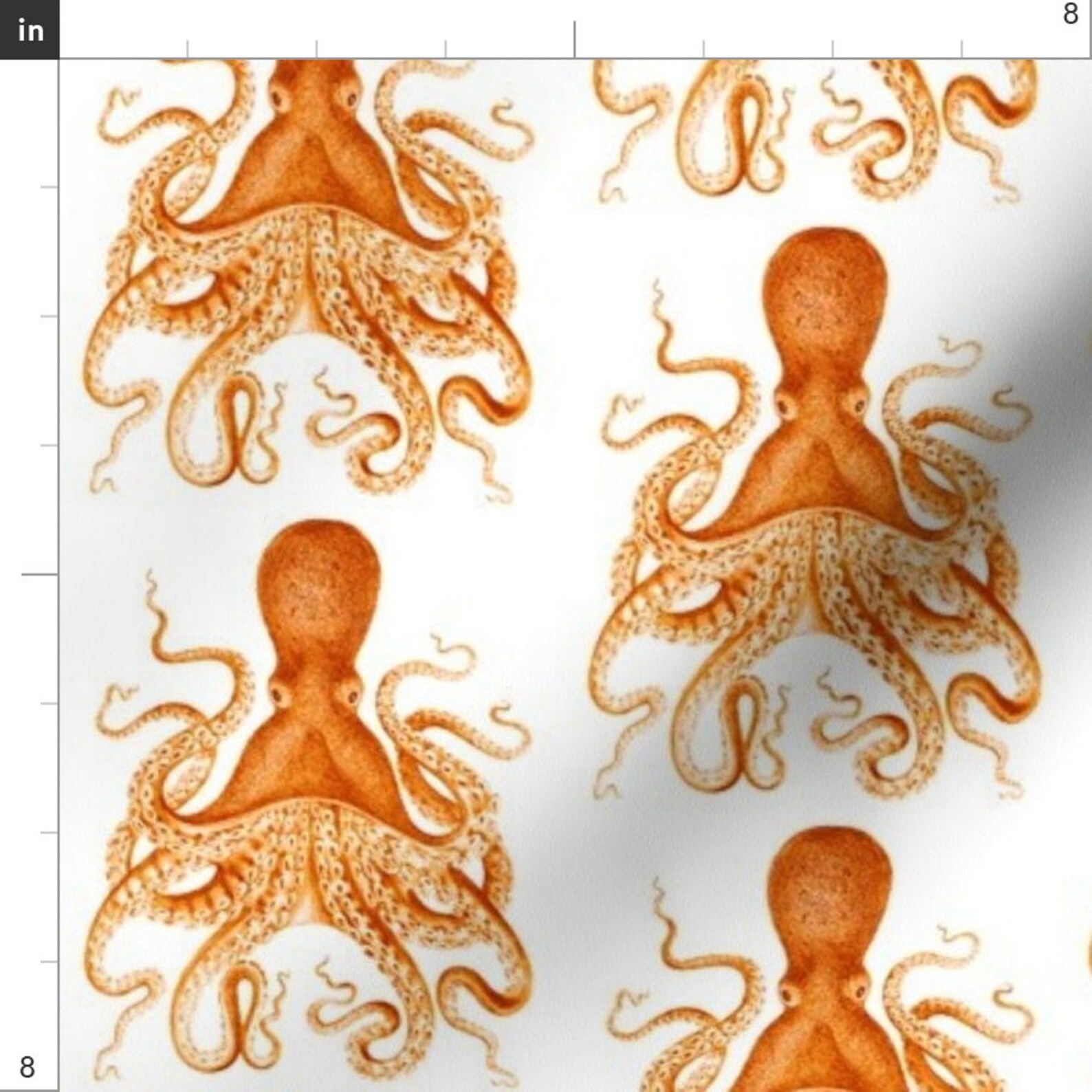 Vintage Orange Octopus Fabric Tiny Octopus in Goldfish - Etsy Canada